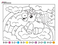 Printable Learning Activity For Free Maths Colouring By Number Unicorn